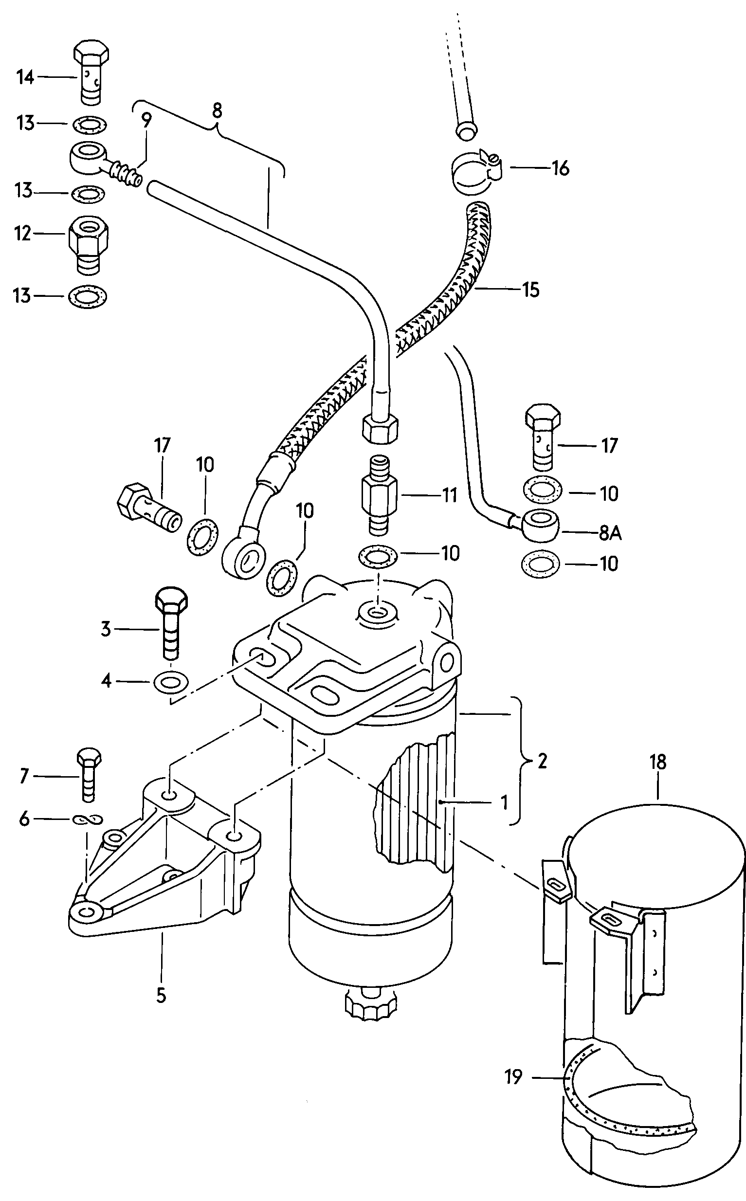 5000 (1984 - 1984) - Fuel filter. fuel line. | ETKA - CarPartData