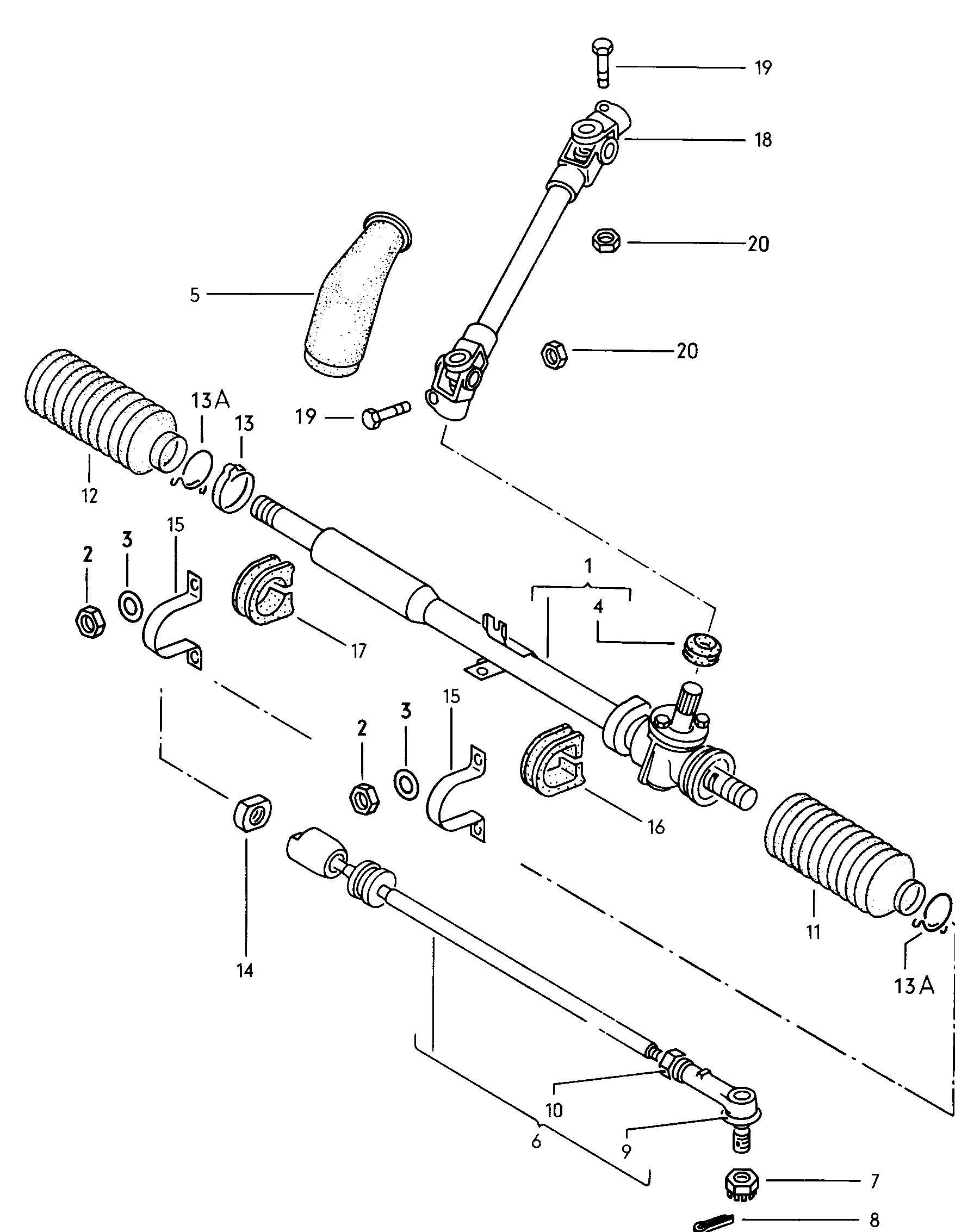 Rabbit Conv./Golf Cabrio. (1979 - 1980) - Track rod. steering gear ...