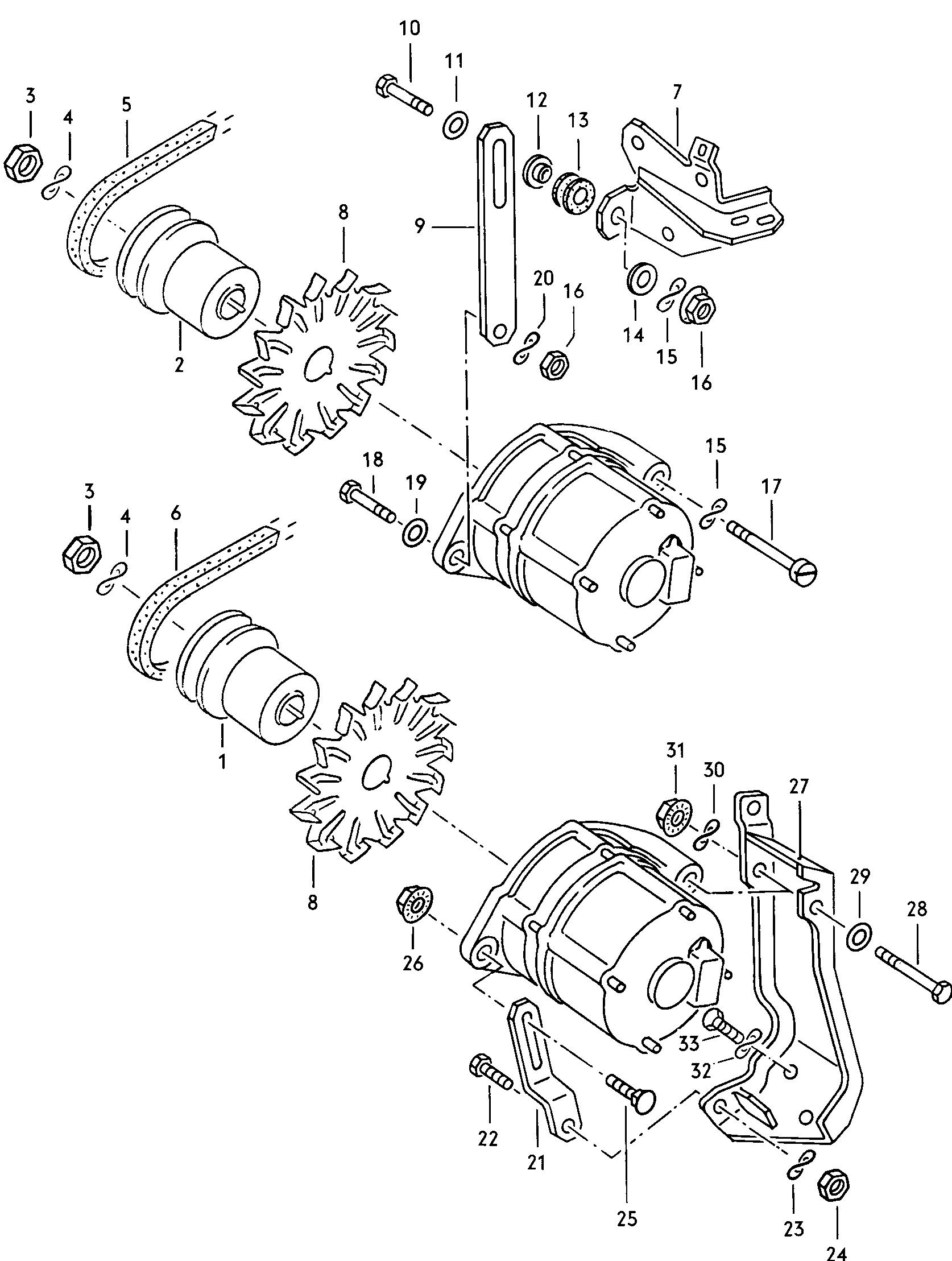 Rabbit Conv./Golf Cabrio. (1979 - 1980) - Connecting and mounting parts ...