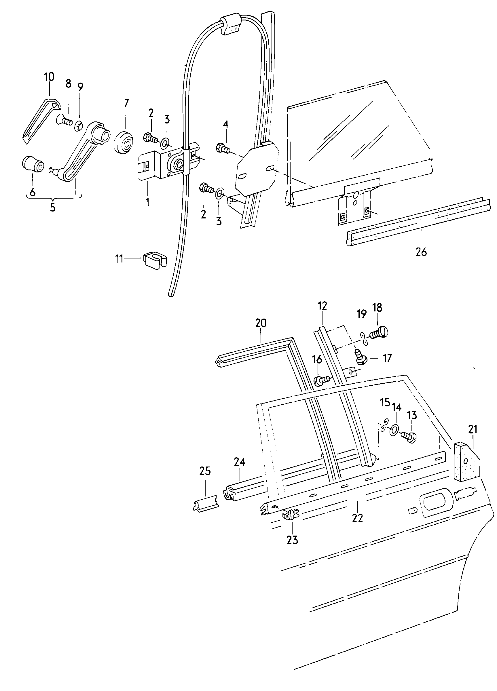 4000 quattro (1984 - 1984) - Window lifter, guide channels, window slot ...