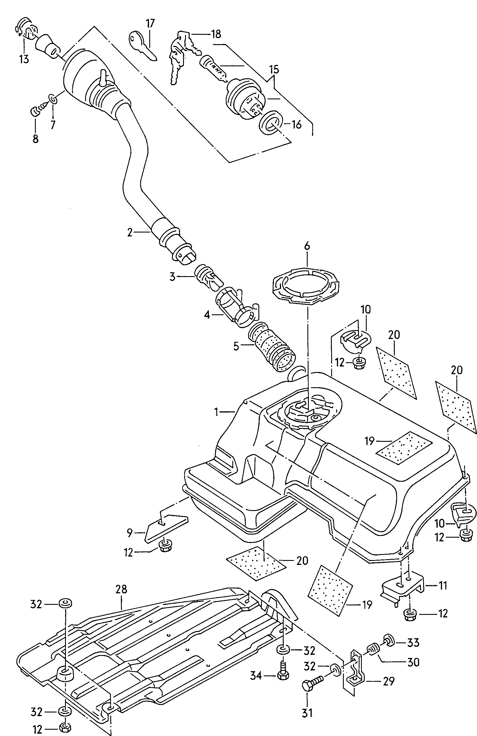 100 quattro (1993 - 1994) - Fuel tank. | ETKA - CarPartData