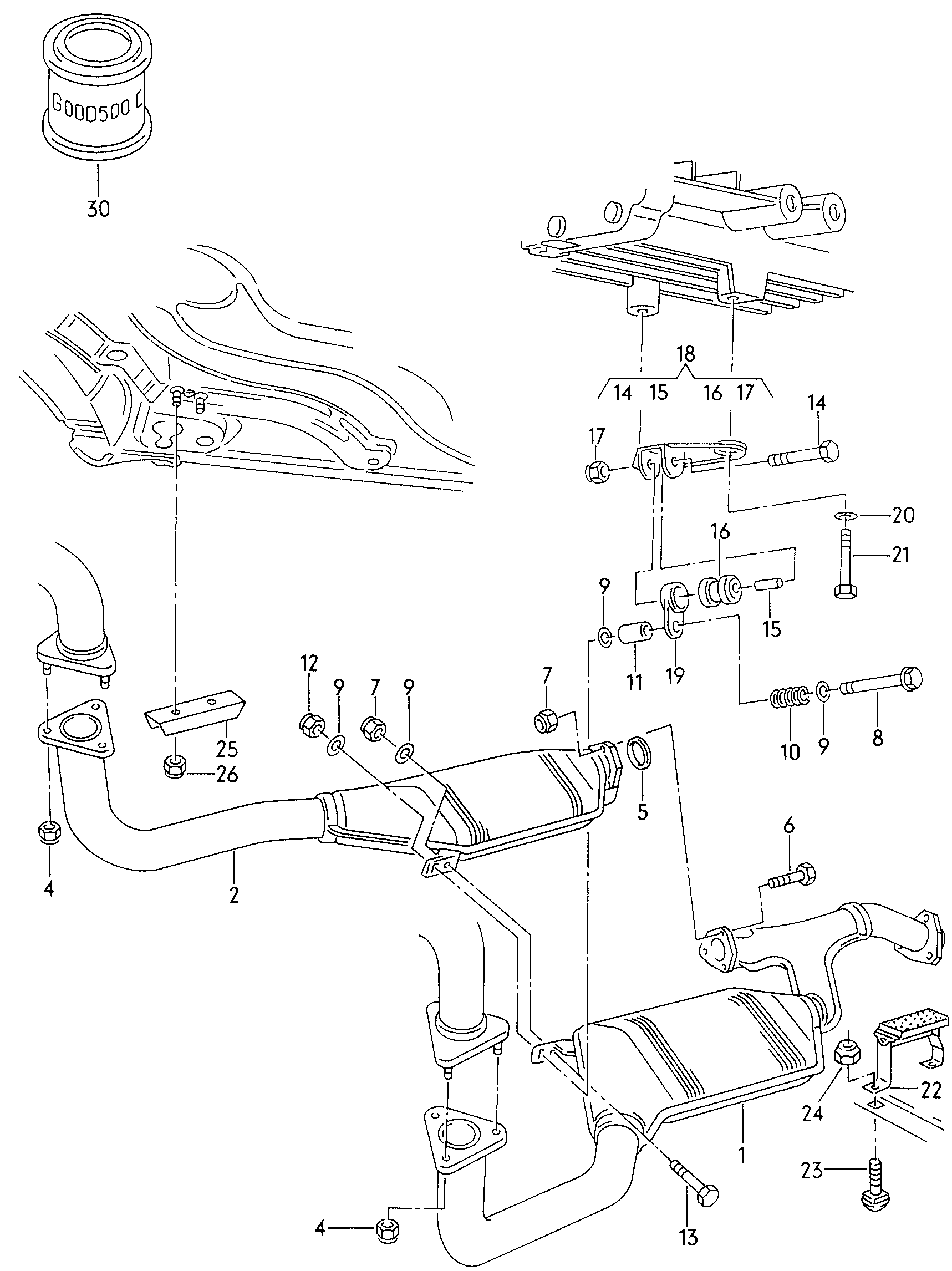 100 quattro (1992 - 1992) - Catalytic converter. exhaust pipe. | ETKA ...