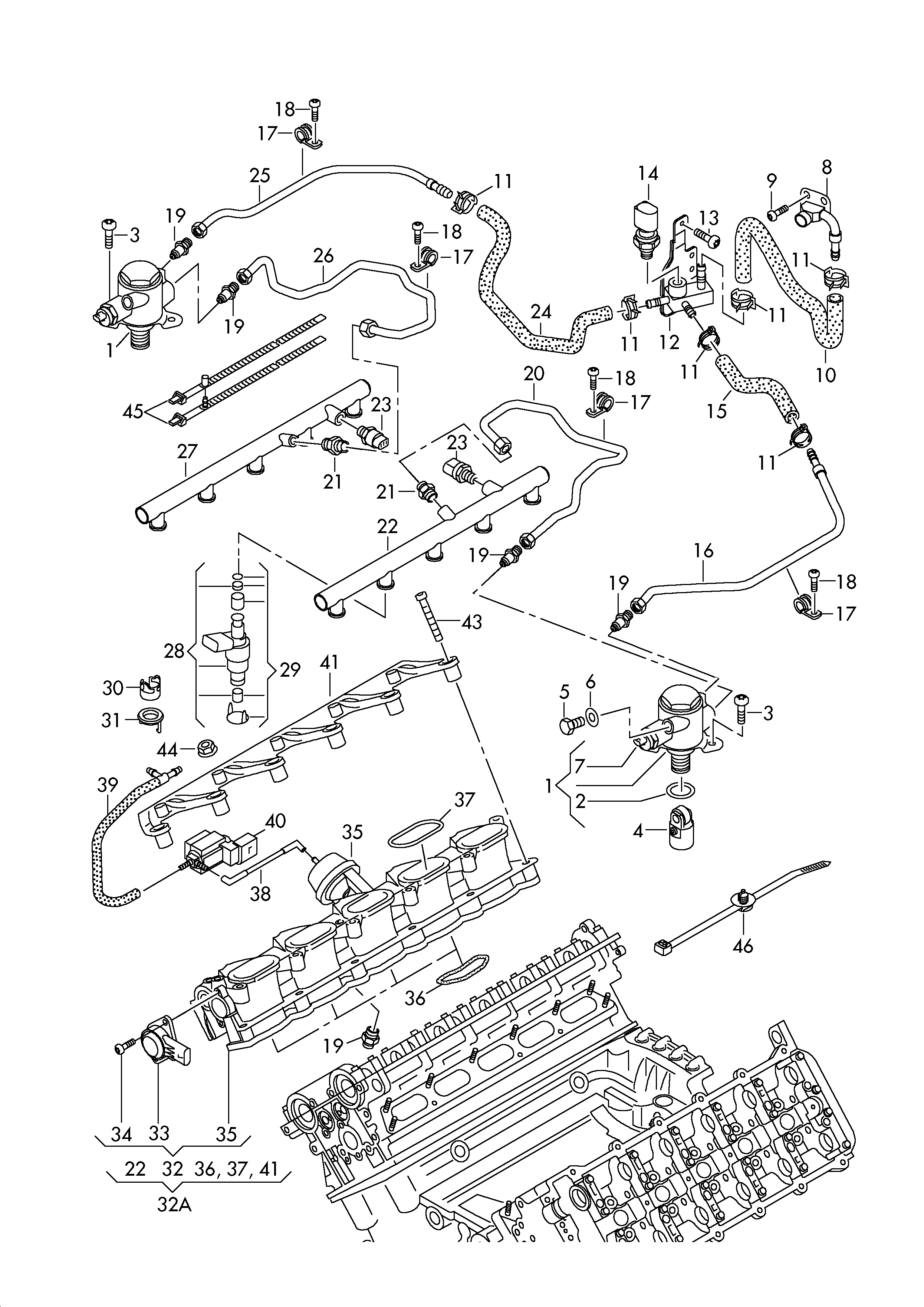 R8 (2008 - 2012) - Fuel pump. fuel line. injection valve. intake ...